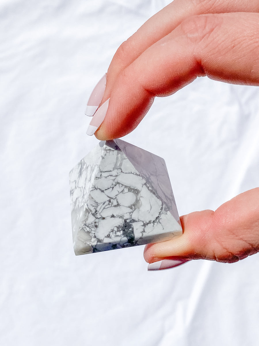 Howlite Pyramid | Small – Love Crystals | Infused with Love